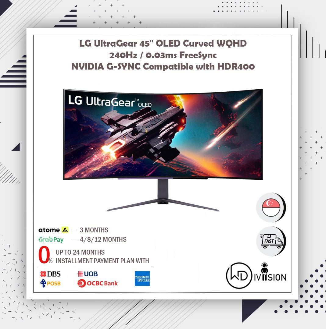 LG UltraGear 45" OLED Curved WQHD 240Hz 0.03ms FreeSync and NVIDIA G ...