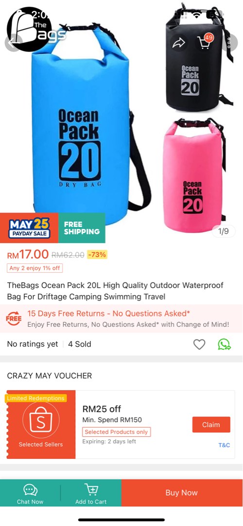 Ocean pack dry pack 20 liters, Hobbies & Toys, Travel, Travel ...