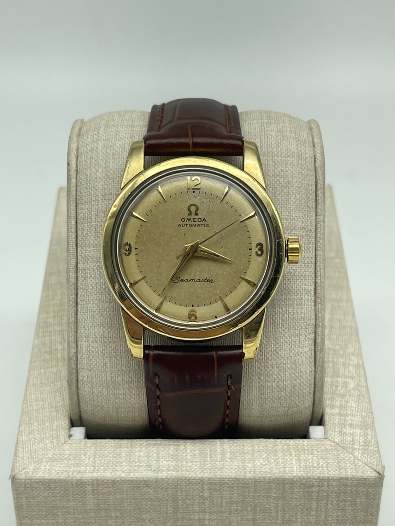 Omega Seamaster Gold Dial Leather Strap, Luxury, Watches on Carousell