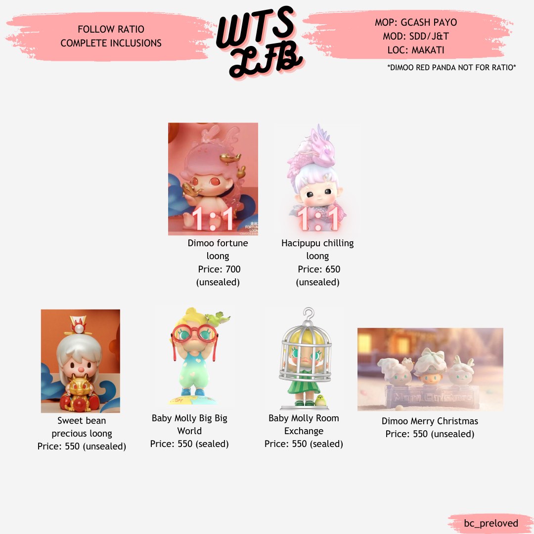 Popmart dimoo loong hacipupu sweet bean molly when i was three sonny ...