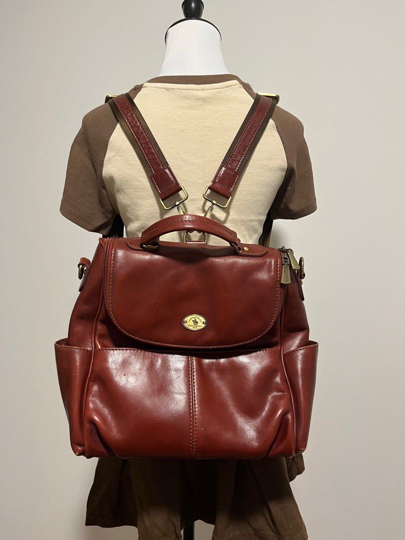 polo backpack leather