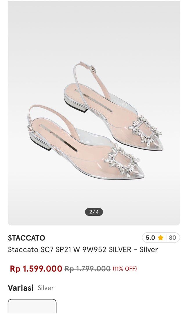 Sepatu Staccato Silver ukuran 37, Fesyen Wanita, Sepatu di Carousell
