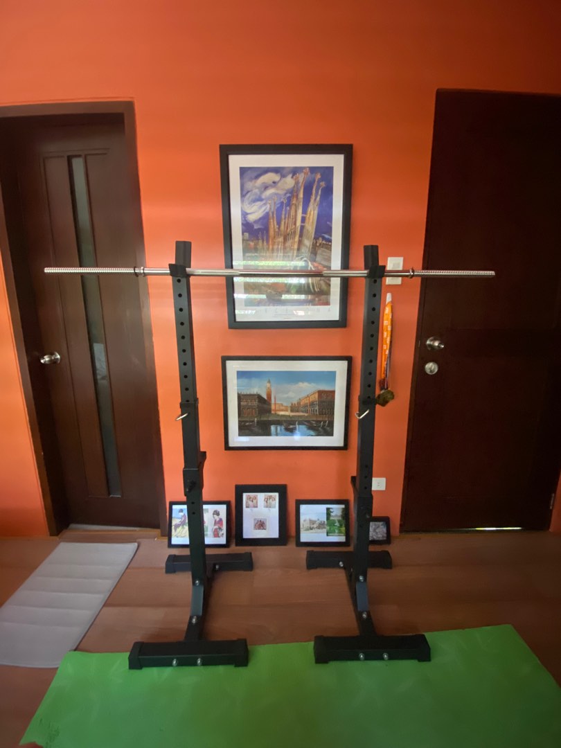 Squat Rack + Barbell Set, Sports Equipment, Exercise & Fitness, Cardio ...