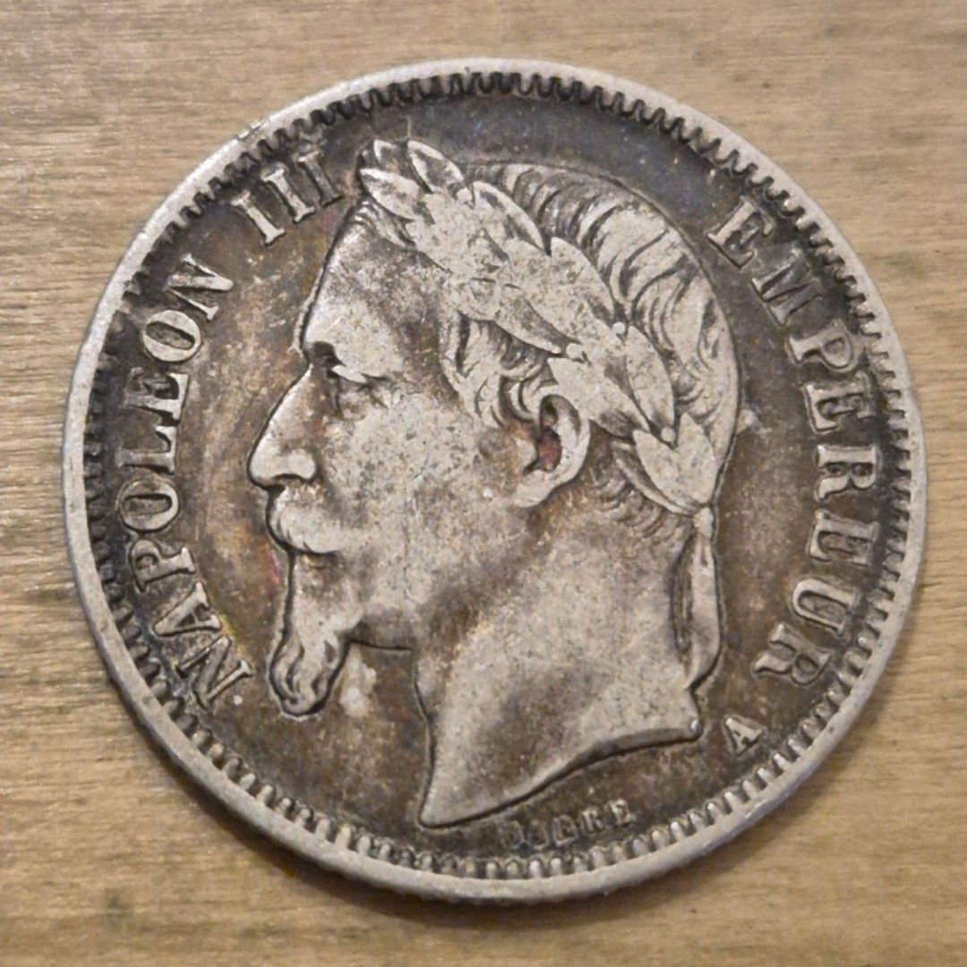 1868 France Emperor Napoleon III 1 Franc Silver Coin, Hobbies & Toys ...