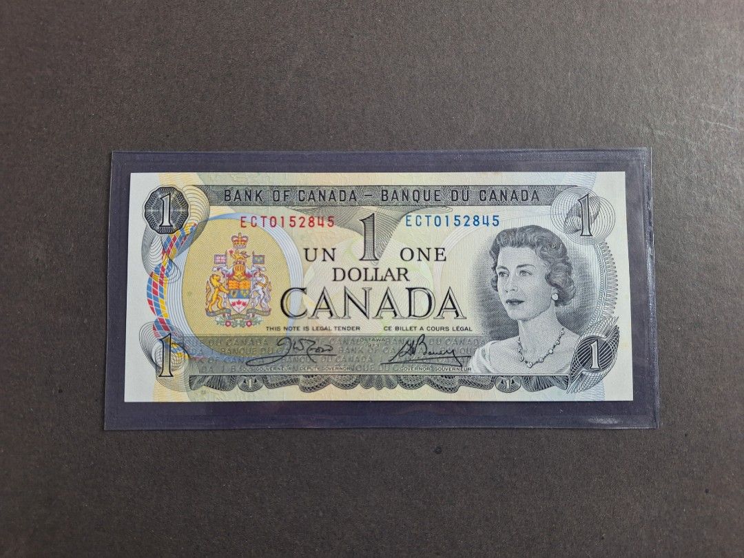 1973 $1 Canada currency one dollars old banknote note, Queen Elizabeth ...