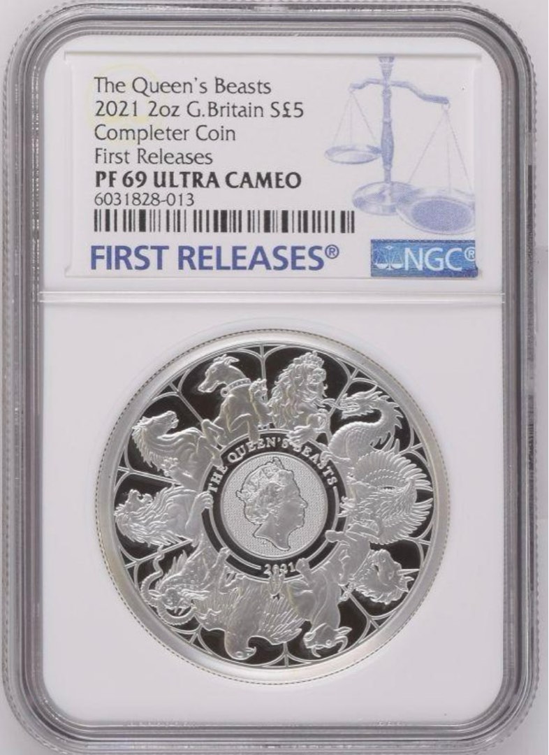 2021 QUEEN’S BEAST COMPLETER 2oz Silver Proof Coin NGC 69 Ultra Cameo ...