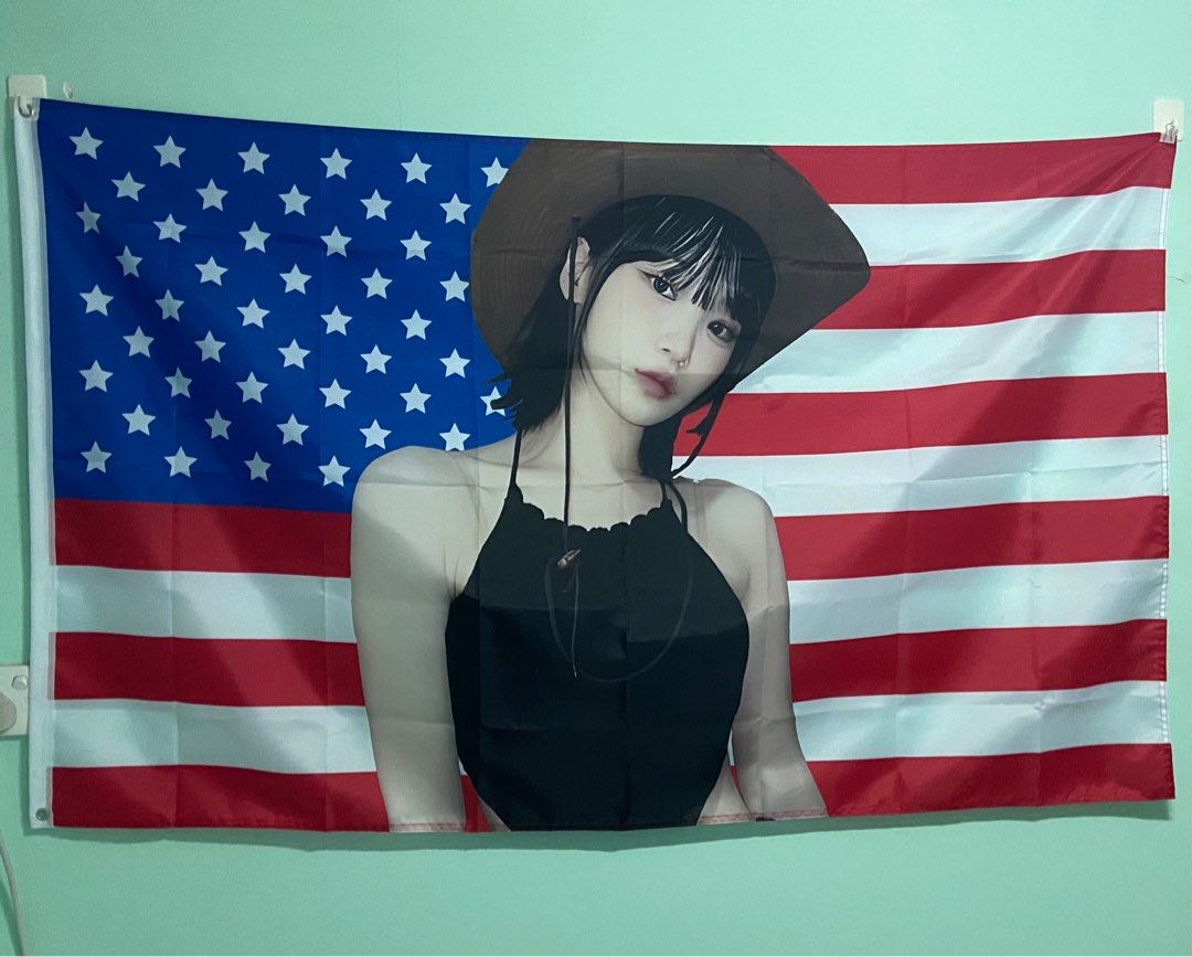 (現貨) le sserafim 金采源 美國旗 應援旗 Kim Chaewon American Flag, 興趣及遊戲, 收藏品及紀念品 ...