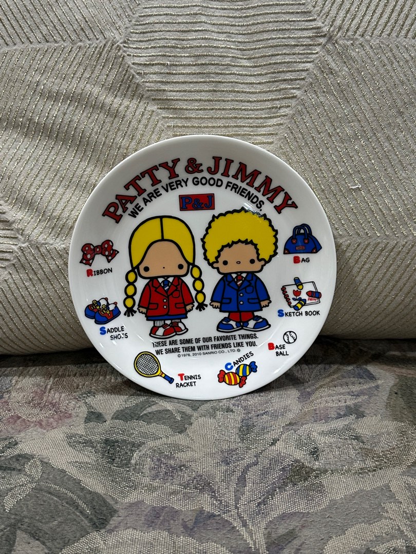 Authentic sanrio patty and jimmy ceramic plate, Furniture & Home Living ...