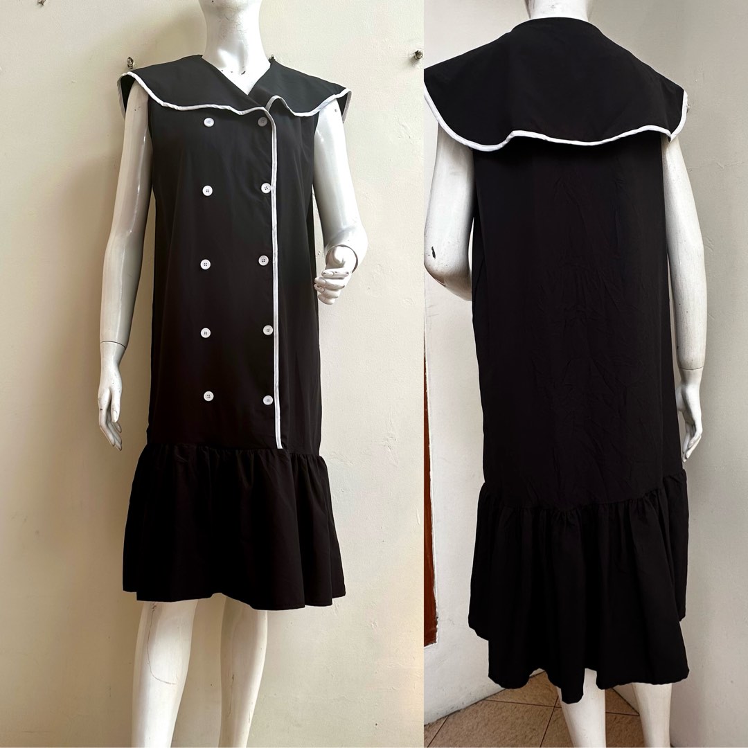 Black dress sailor | dress sailor hitam | dress kerah sailor | dress ...