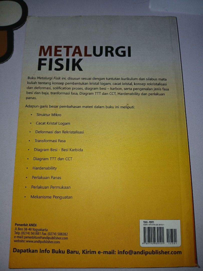 buku METALURGI FISIK, Buku & Alat Tulis, Buku di Carousell