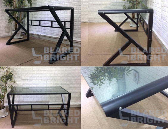 COMPUTER TABLE ; Glass Top (Black) DM for Quotation, Office furniture ...