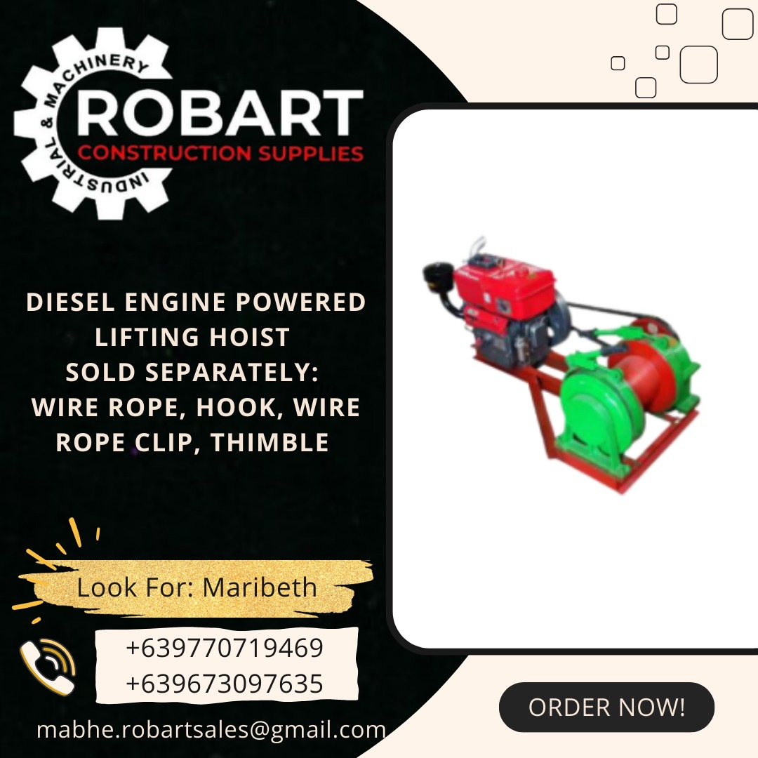 Diesel Engine Powered Lifting Hoist Sold Separately: Wire Rope, Hook ...