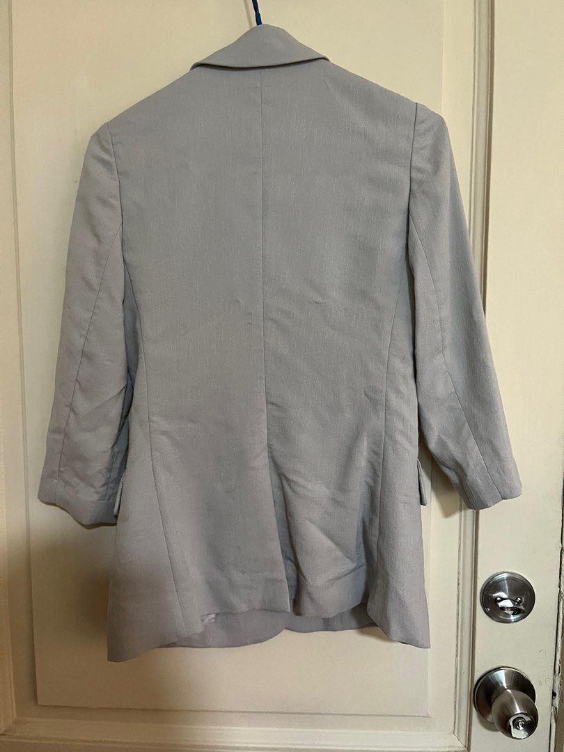 G2000 灰藍色西裝 輕外套 面試 返工 OL, 女裝, 外套及戶外衣服 - Carousell
