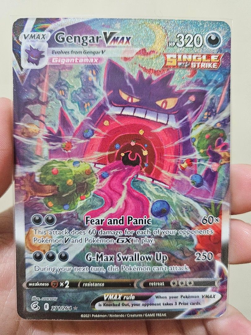 Gengar Vmax Alternate Art Pokemon Card english, Fusion Strike, Hobbies ...