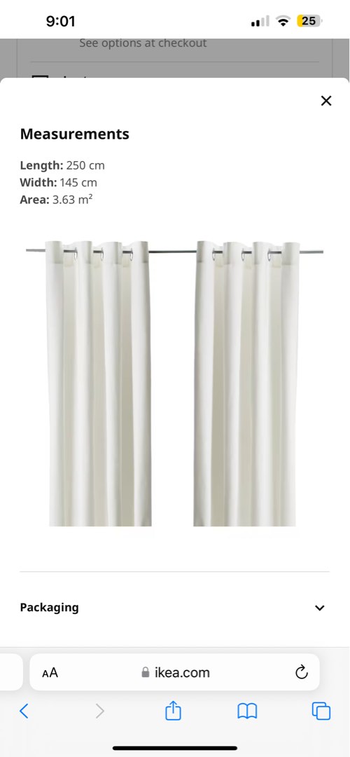 Ikea merete room darkening curtain (1 set - 2 pieces), Furniture & Home ...