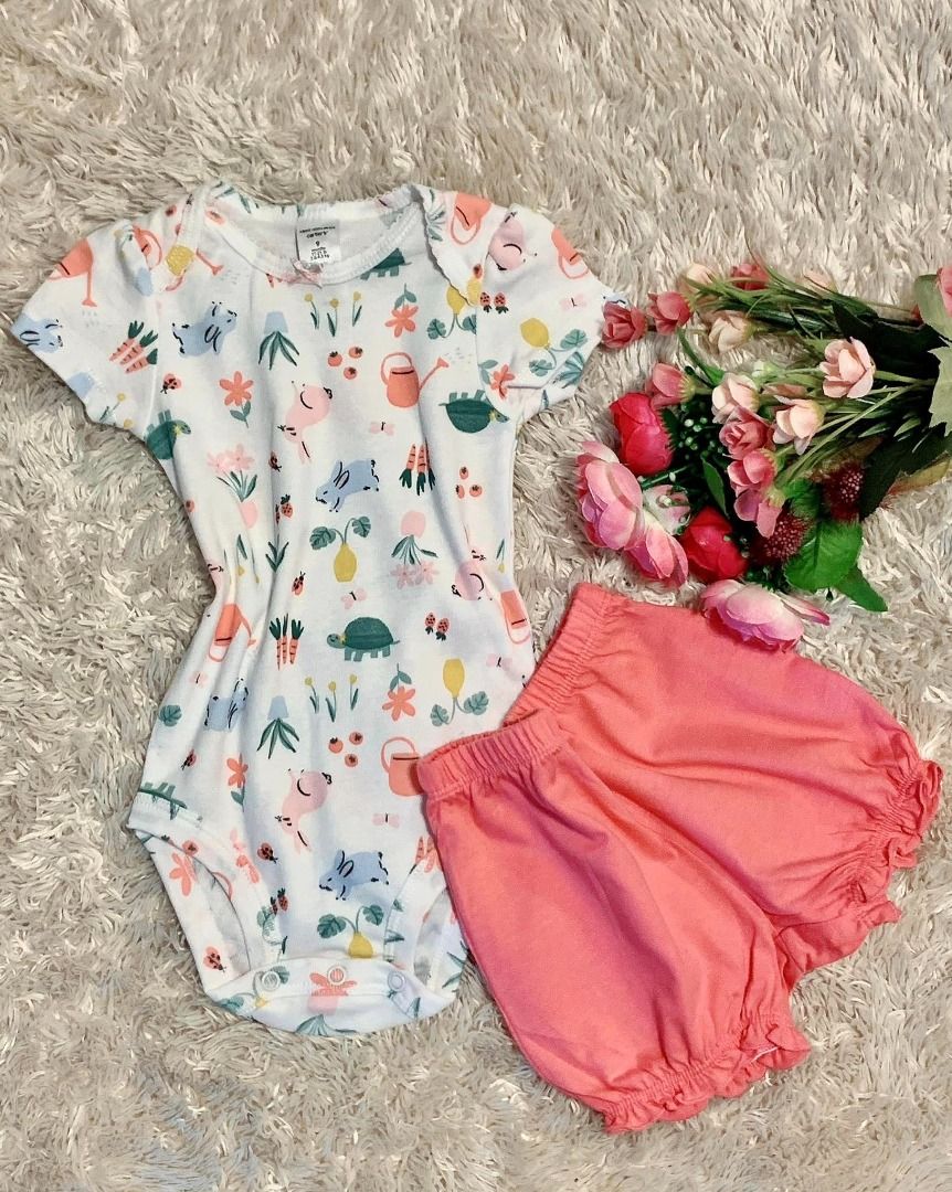 Original CARTER'S Baby Girl Garden Themed Onesie and Bloomer Set for 9-12 mos., Babies & Kids ...