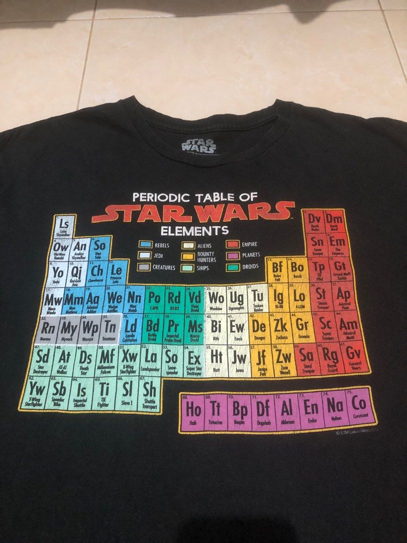 Star Wars Kaos hitam film Star wars gambar Tabel periodik, Fesyen Pria ...