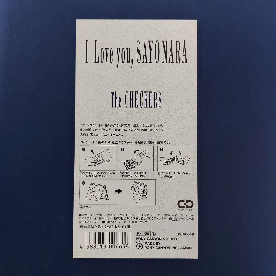 tHe Checkers - i Love you, SAYONARA 3吋 CD (88年 日本版, 直版) 937yen, 興趣及遊戲 ...
