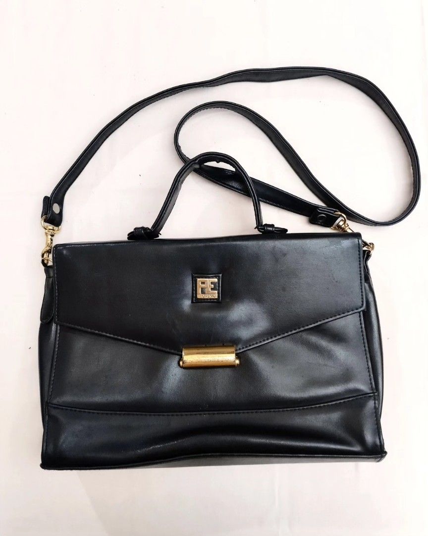 Vintage 1980s PE (Piero Erbacci) Florence Leather Shoulder Bag, Fesyen ...