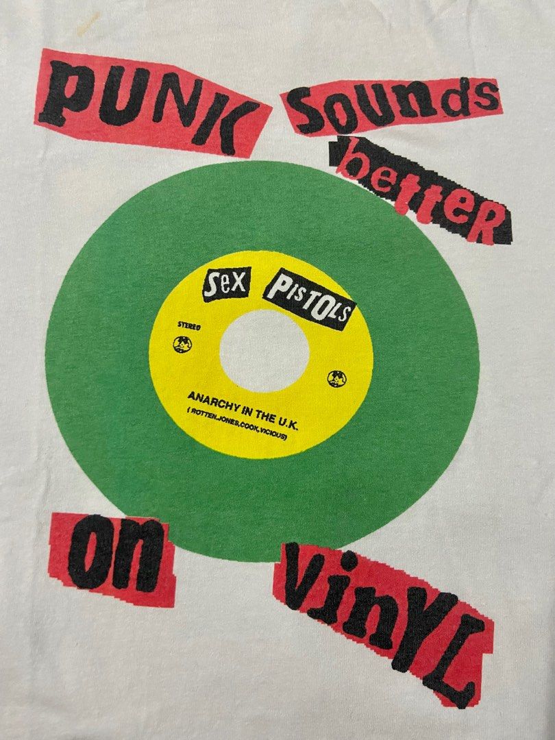 Vintage 90s Sex Pistol Band Punk Anarchy In The Uk Album Mens Fashion