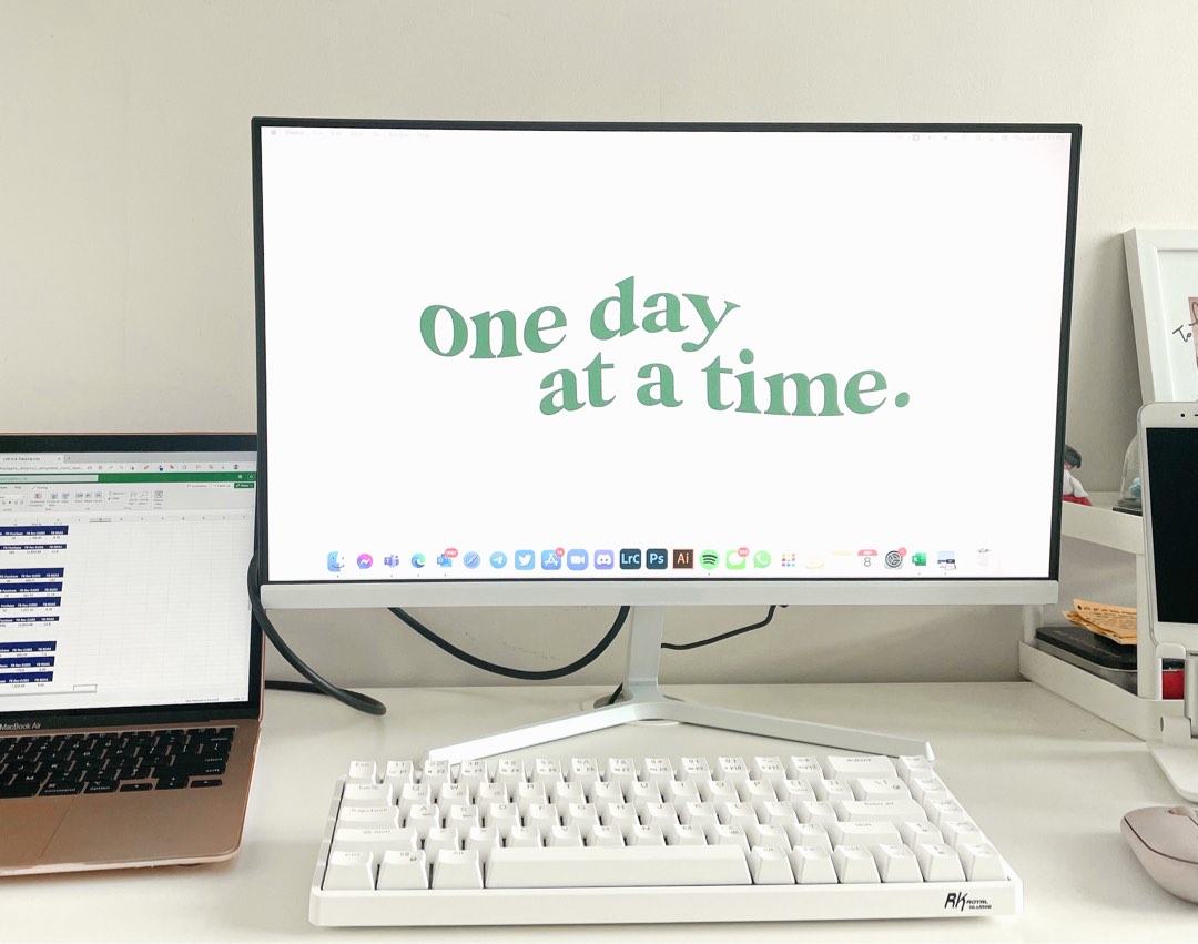 24 inch Frameless White Aesthetic Monitor - NVision Computer Desktop ...