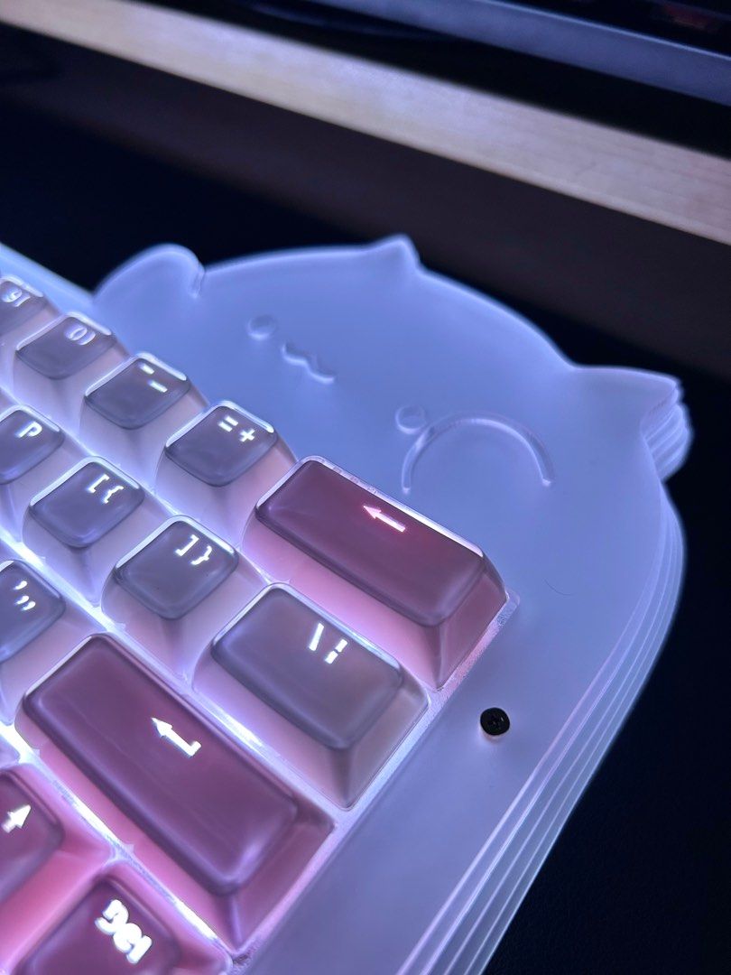 65% Cat Custom Mechanical Keyboard (White Pink Jello keycaps) - Fully ...
