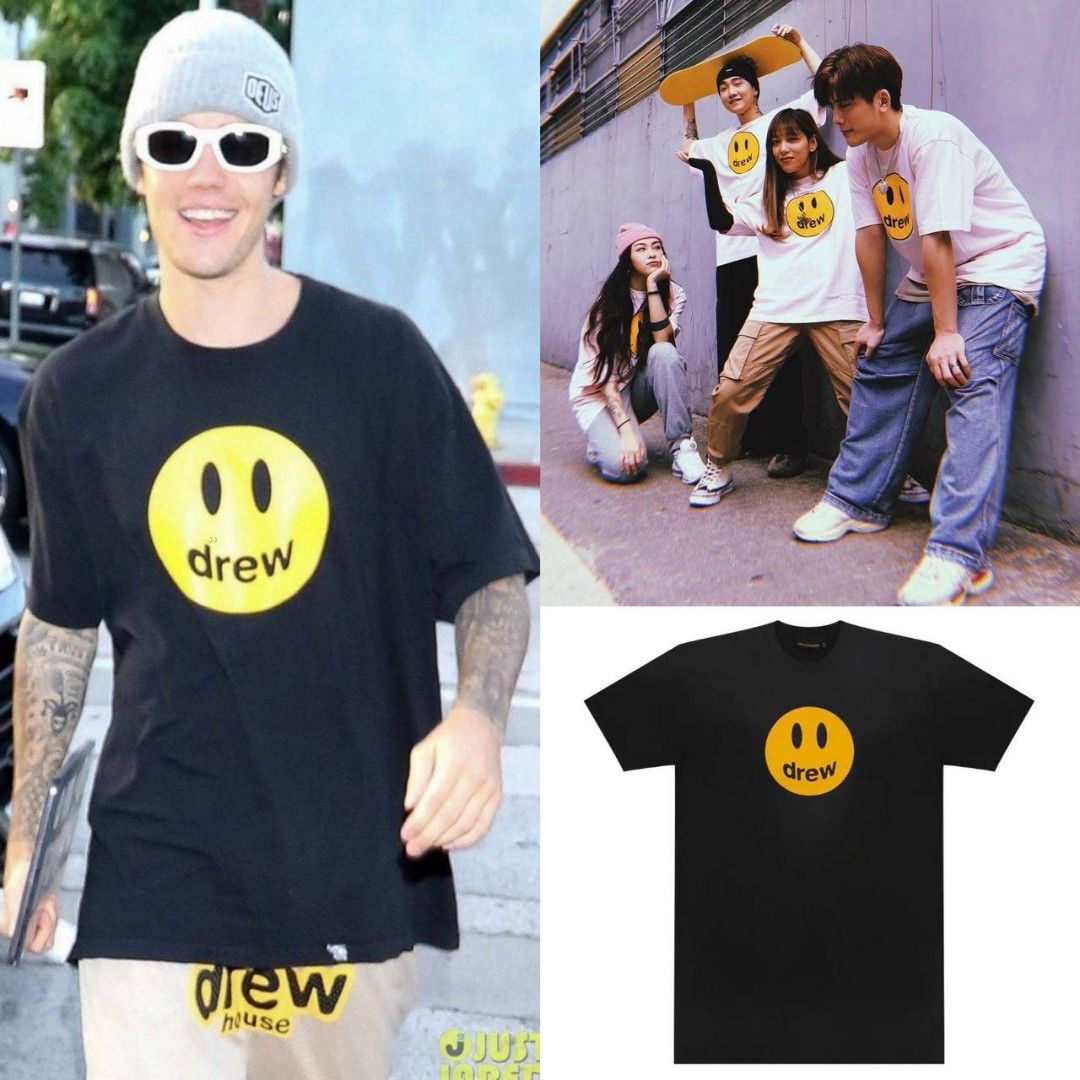 Drew Logo Oversized Tshirt, Fesyen Wanita, Pakaian Wanita, Atasan di ...