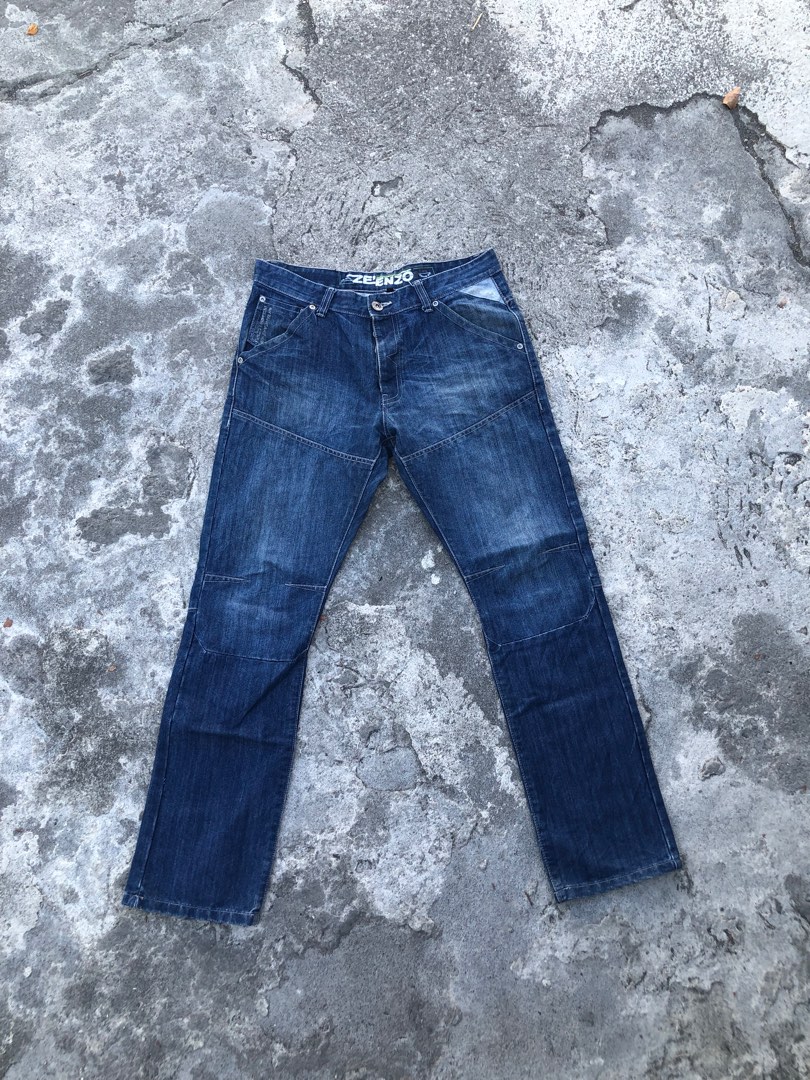 ENZO DOUBLE KNEE DENIM PANTS, Men's Fashion, Bottoms, Jeans on Carousell