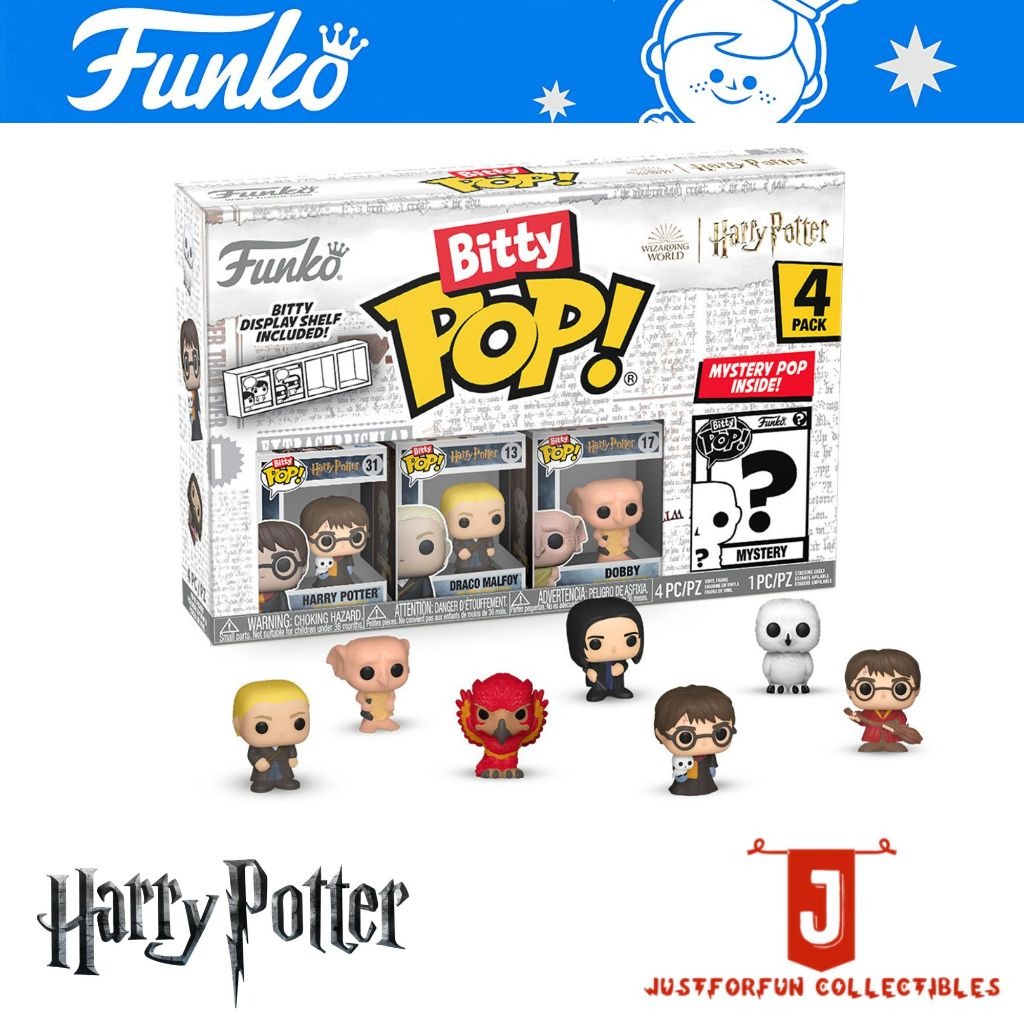Funko Bitty Pop! Harry Potter: Harry Potter, Draco Malfoy, Dobby ...