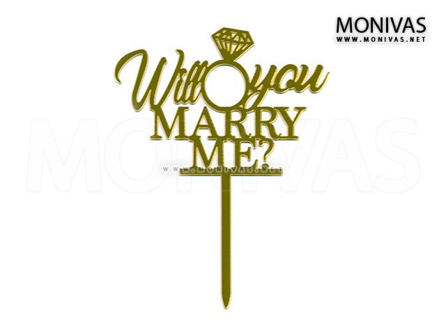 Gold Will You Marry Me Cake Topper Marriage Proposal Decorations ...