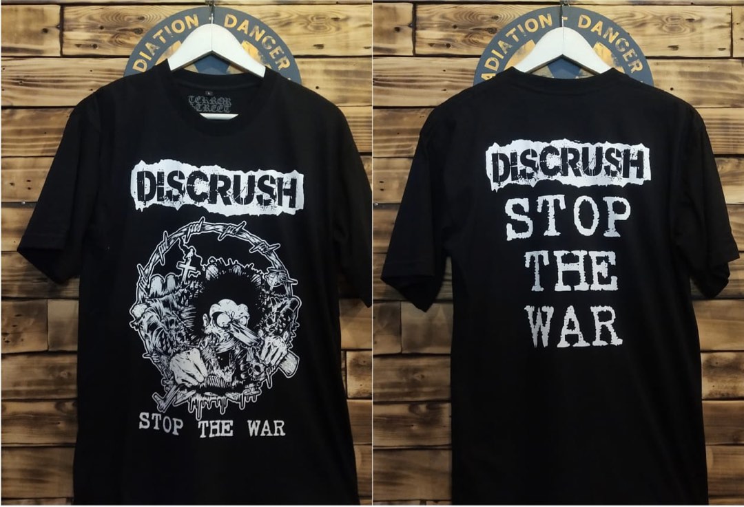 kaos band skena punk discrush indonesia discharge, Fesyen Pria, Pakaian ...
