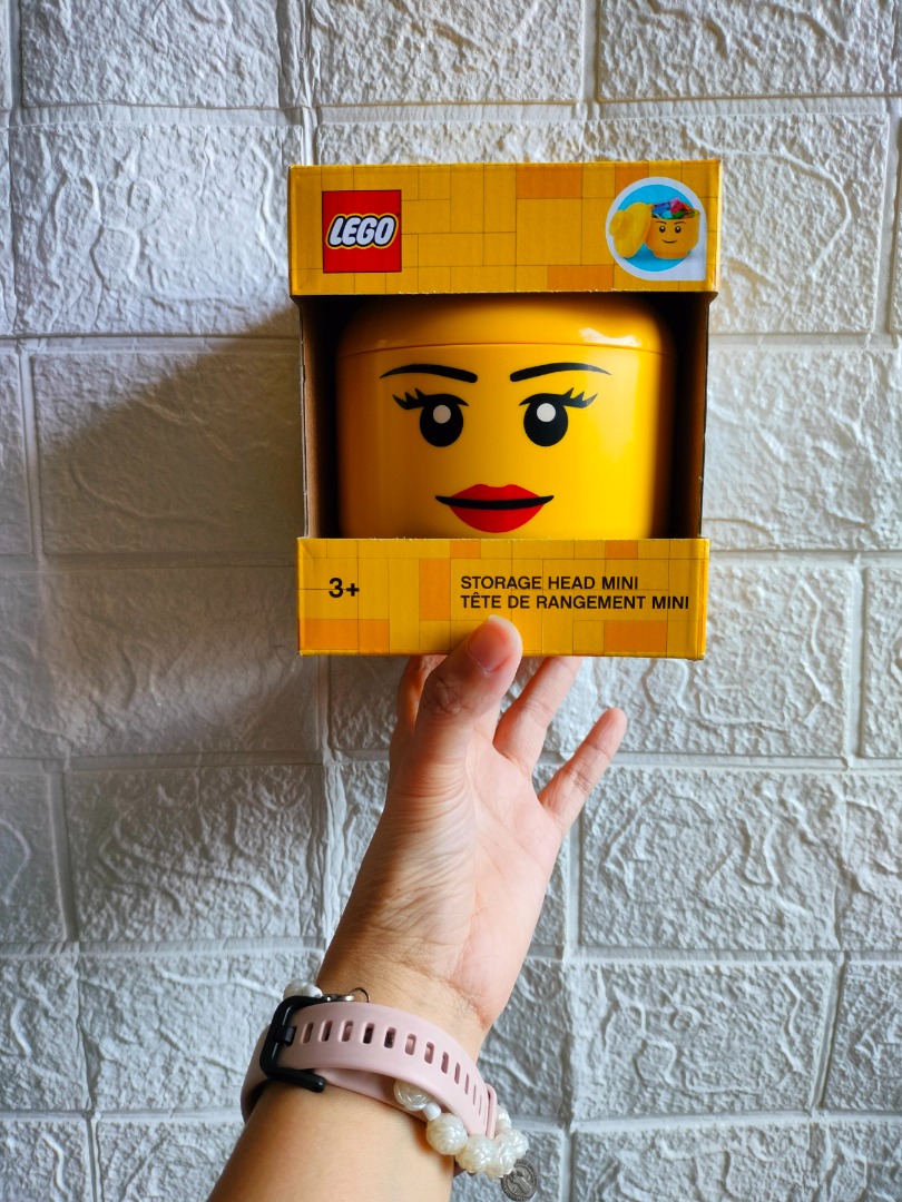 LEGO STORAGE HEAD (MINI) GIRL - BRIGHT YELLOW, Furniture & Home Living ...