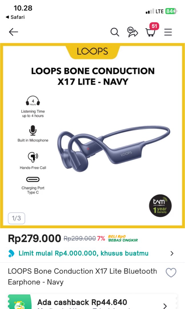 [Nego] LOOPS Bone Conduction X17 Lite, Elektronik, Audio di Carousell