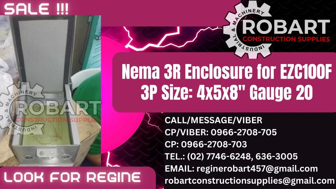 Nema 3R Enclosure for EZC100F 3P Size: 4x5x8" Gauge 20, Commercial ...