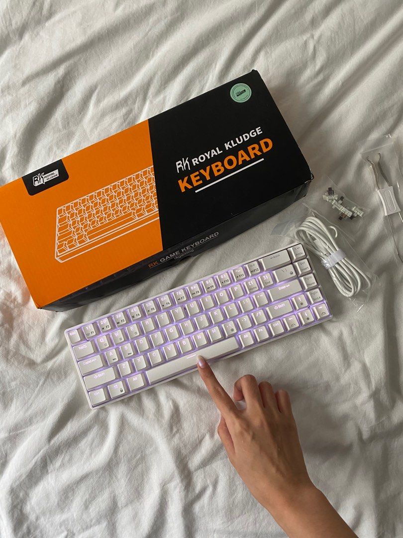 royal kludge rk68 white wireless bluetooth game keyboard, Computers ...