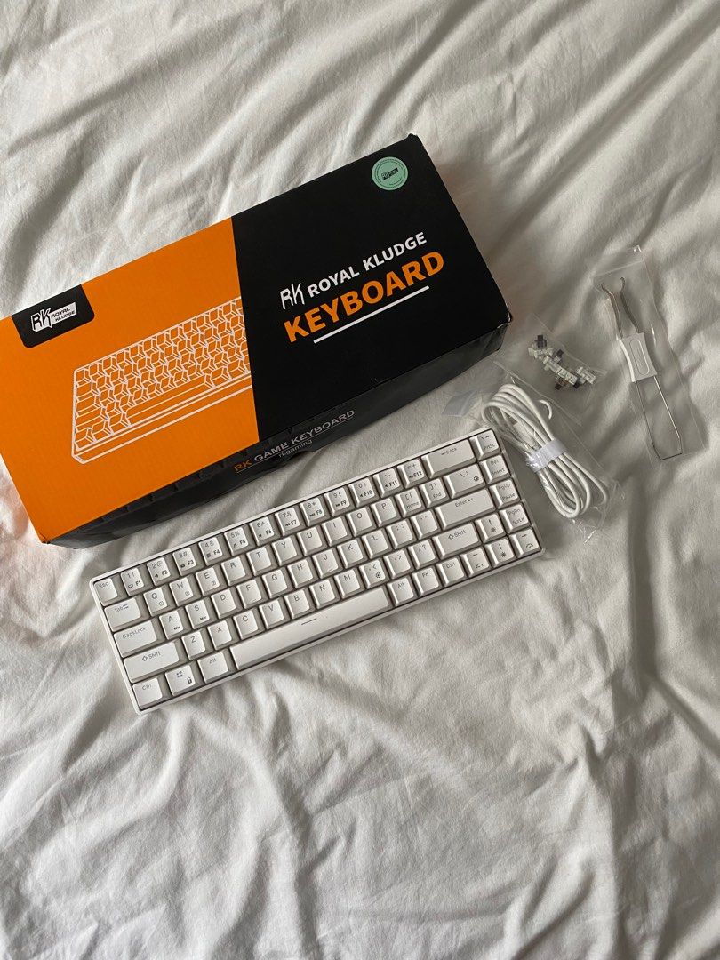 royal kludge rk68 white wireless bluetooth game keyboard, Computers ...