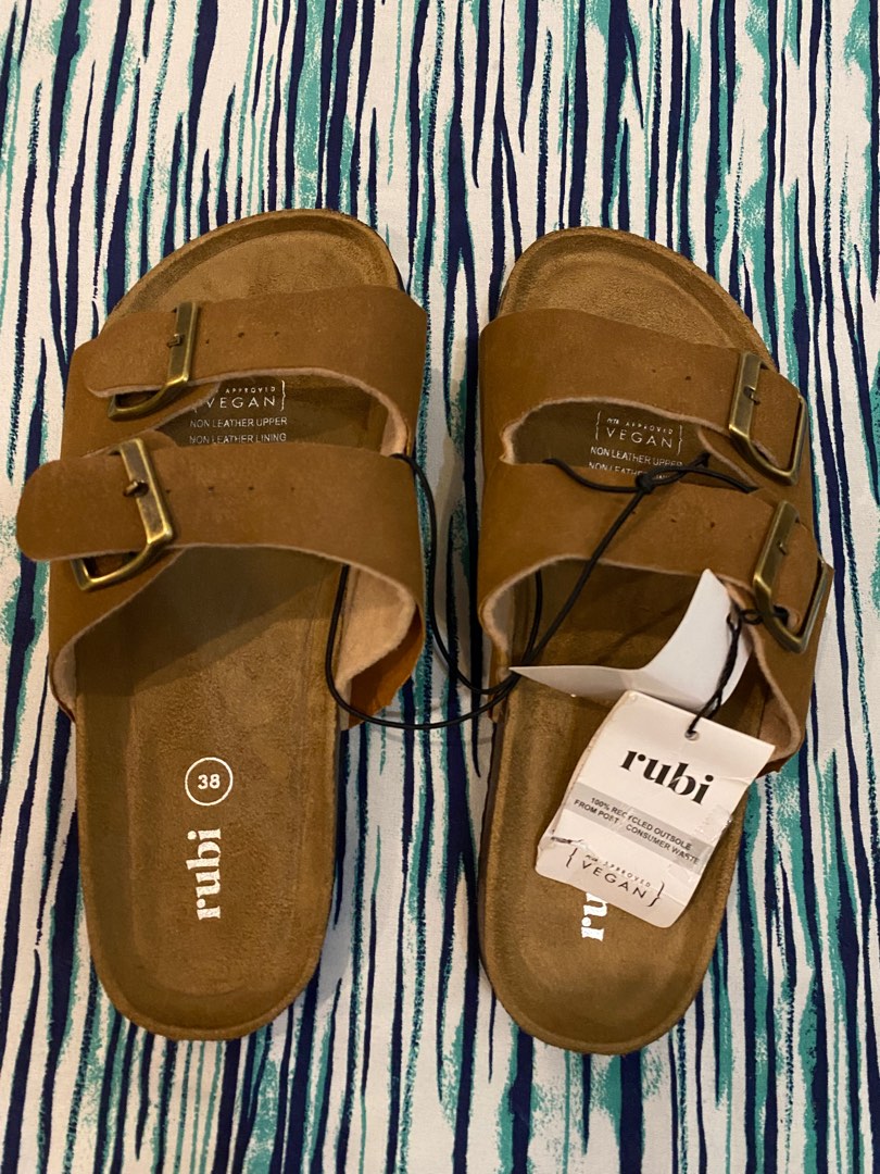 Rubi rex double buckle slide (sienna brown), Women's Fashion, Footwear ...