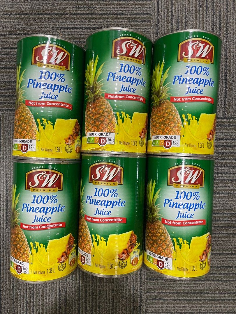 S&W 100% Pineapple Juice 1.36L x 6 SAVE 50%, Food & Drinks, Packaged ...