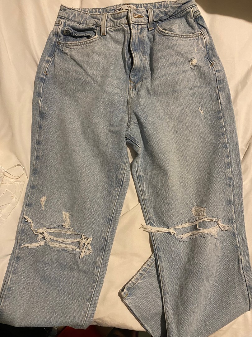 Zara Denim Ripped Jeans, Women's Fashion, Bottoms, Jeans on Carousell