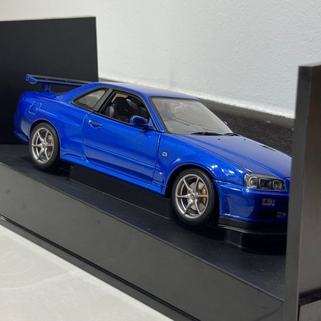 1:18 AutoArt Nissan Skyline GTR R34 V-Spec II (Blue), Hobbies & Toys, Toys & Games on Carousell