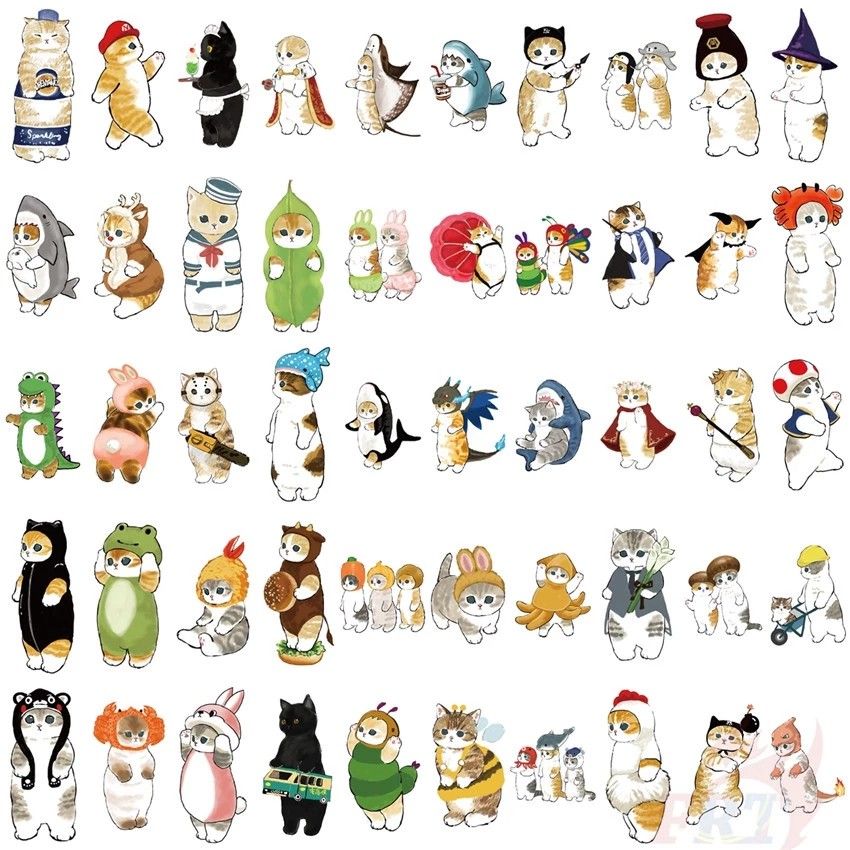 25/50/100 Pcs Mofusand Funny Cats Waterproof PVC Vinyl Sticker Decal ...