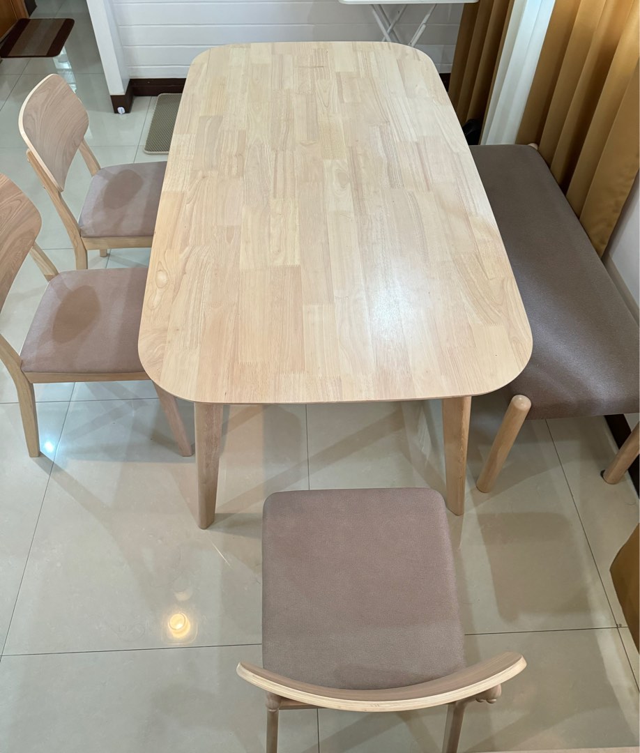 6 seater Wooden Dining Table WHOLE SET (From Mandaue Foam), Furniture ...