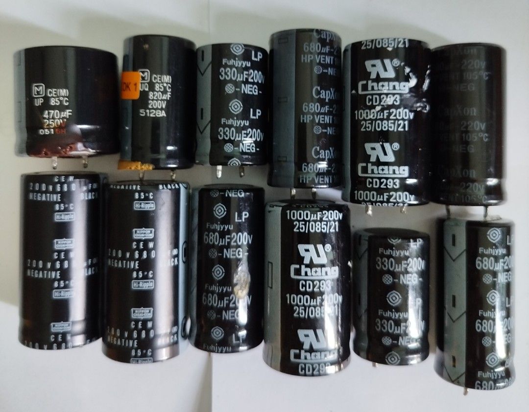Capacitors, electrolytic 200v, TV & Home Appliances, Electrical ...