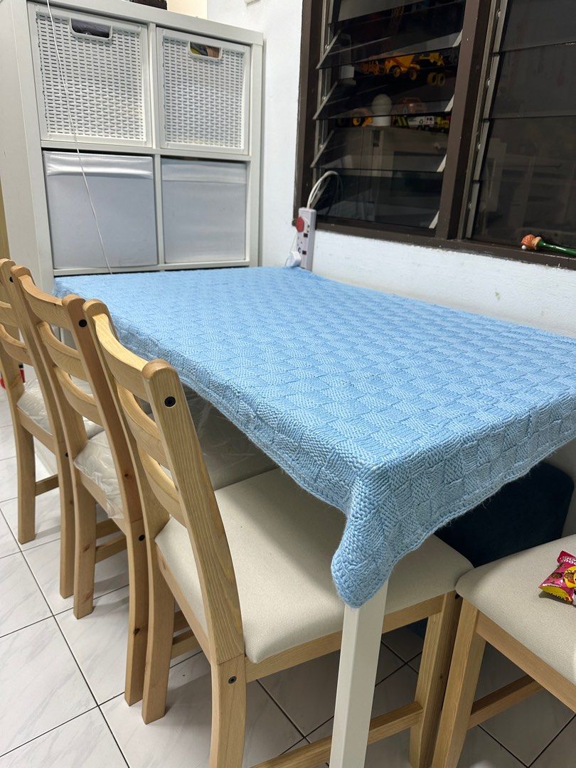 CHROCET TABLE KAIT ALAS MEJA KAIT MENGAIT SOFA THROW SOFT BLUE LIKE NEW ...