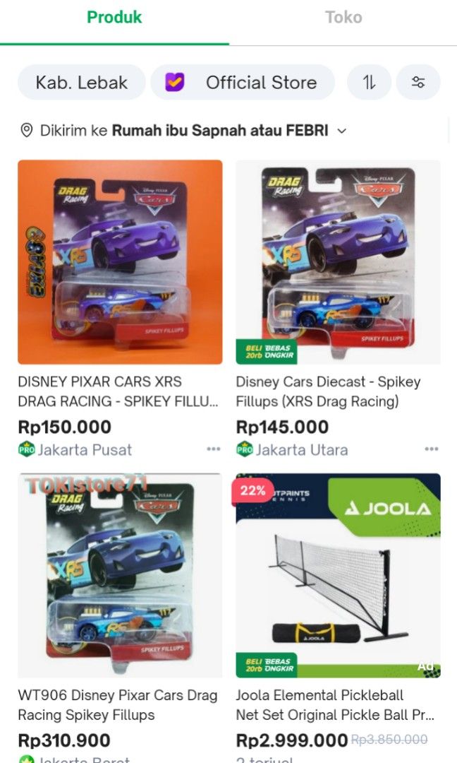 Diecast Disney Cars Spikey Fillups XRS DRAG RACING ORIGINAL MATTEL ...