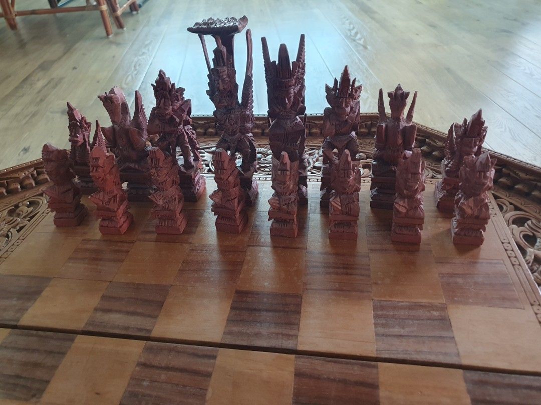 Hand Carved Balinese Chess Set, Hobbies & Toys, Toys & Games on Carousell