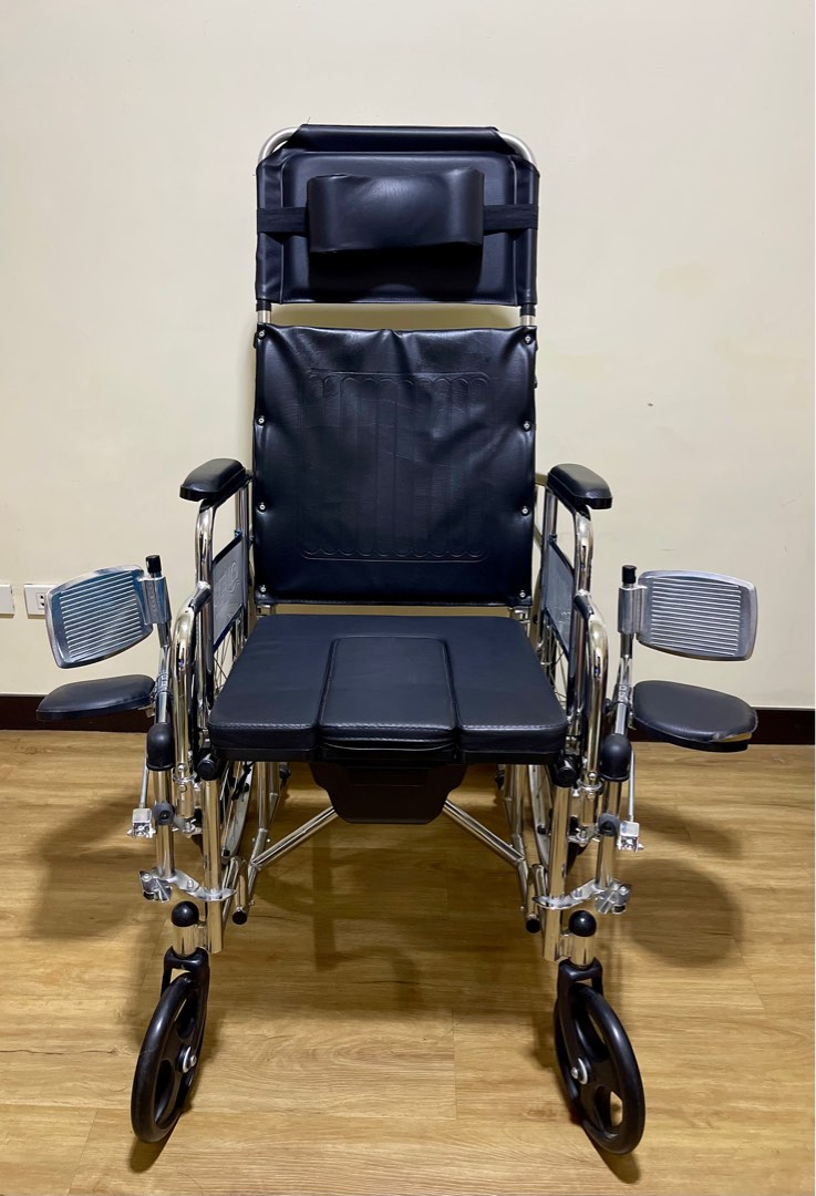 Heavy Duty Commode Reclining Wheel Chair, Health & Nutrition, Assistive ...