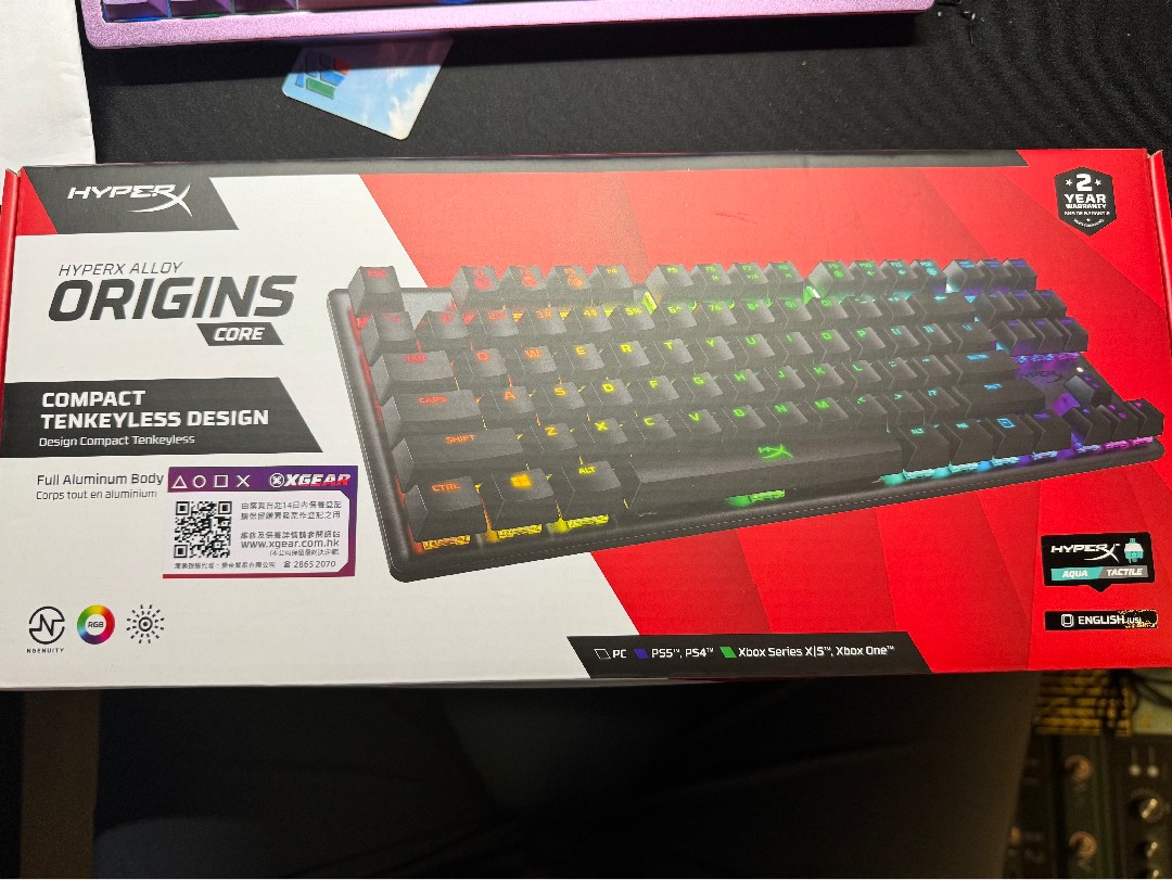 HyperX Alloy Origins Core 87鍵 RGB 機械式鍵盤(Aqua 茶軸), 電腦＆科技, 電腦周邊及配件, 電腦鍵盤及 ...