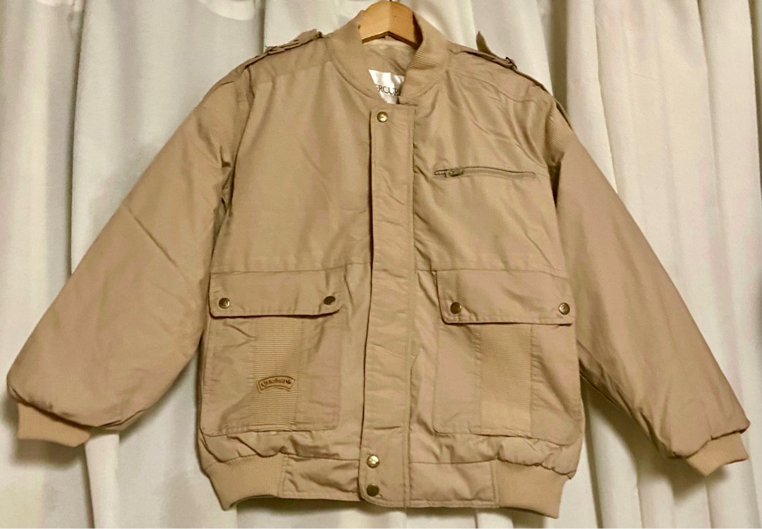 MERCURY Vintage Beige Bomber Flight Jacket, Women's Fashion, Coats ...