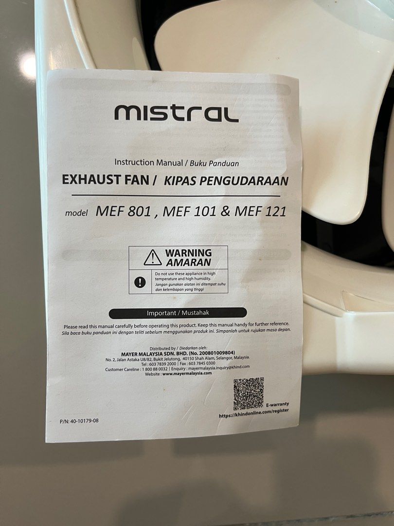 Mistral Exhaust Fan, TV & Home Appliances, Kitchen Appliances, Other ...